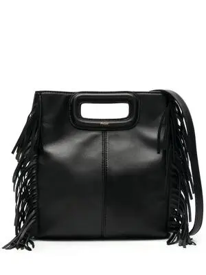 Maje M Fringed Leather Tote Bag - Black
