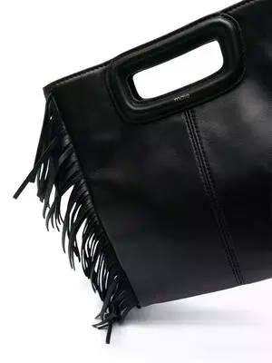 Maje M Fringed Leather Tote Bag - Black