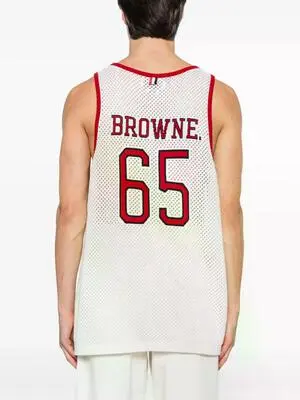 Thom Browne Intarsia Cashmere Mesh Basketball Jersey - White