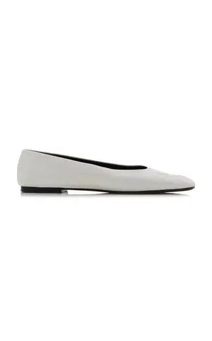 THE ROW Square Leather Ballerinas - White