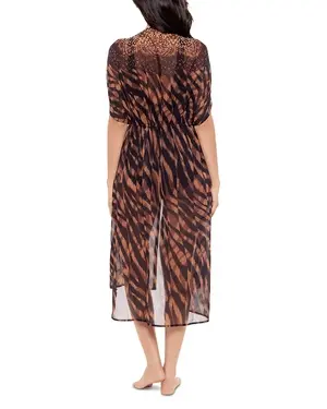 Miraclesuit Raya De Safari Kimono Swim Cover-up - Black/brown