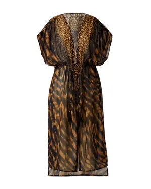 Miraclesuit Raya De Safari Kimono Swim Cover-up - Black/brown