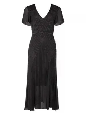 TEMPERLEY LONDON Beaded V-neck Midi Dress