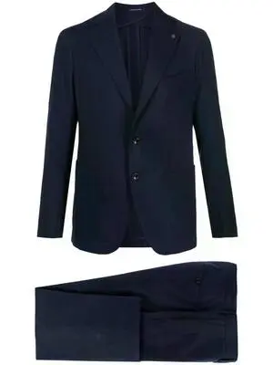 Tagliatore Logo-appliqué Virgin Wool Single-breasted Suit - Blue