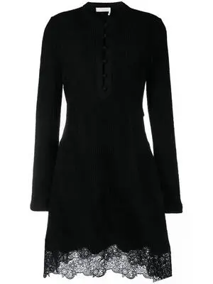 Chloé Lace-panel Knitted Mini Dress
