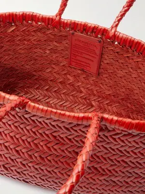 Dragon Diffusion Small Woven Leather Tote - Red