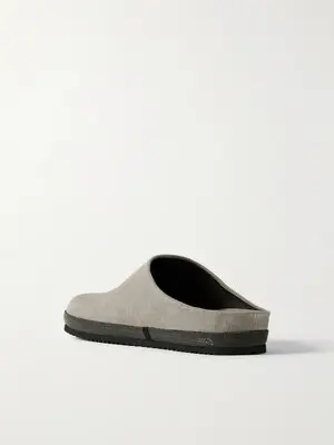 Brunello Cucinelli Bead-embellished Suede Mules - Gray