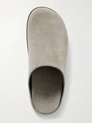 Brunello Cucinelli Bead-embellished Suede Mules - Gray