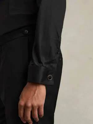 REISS Storm Slim Fit Cotton Double-cuff Shirt - Black