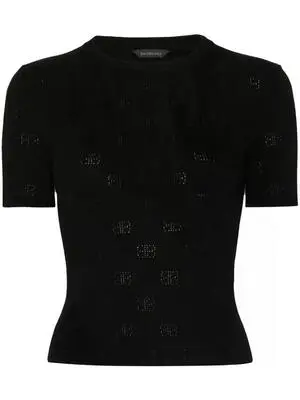 Balenciaga Bb Pointelle-knit T-shirt