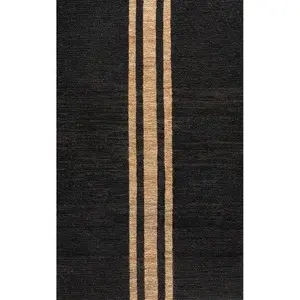 JONATHAN Y Olivier Rustic Beach House Wide Ticking Stripe Jute Area Rug - Black/natural