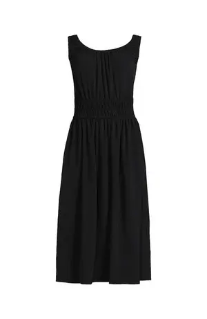 LANDS' END Sleeveless Poplin Smocked Midi Dress