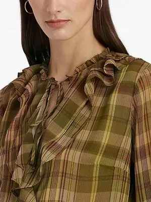 Ralph Lauren Plaid Ruffled Blouse