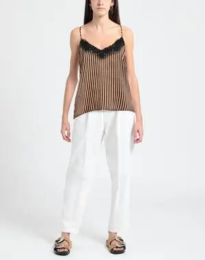 SHIRTAPORTER Striped Satin Camisole With Lace Trims