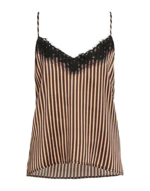 SHIRTAPORTER Striped Satin Camisole With Lace Trims