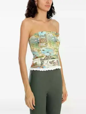 OLYMPIAH Map-print Corset Top
