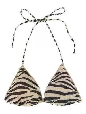 MC2 SAINT BARTH Zebra-print Triangle Bikini Top - Neutrals