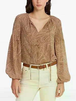 Ralph Lauren Printed Balloon-sleeve Blouse