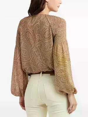 Ralph Lauren Printed Balloon-sleeve Blouse