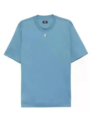 Fendi Ff Logo-plaque Cotton T-shirt - Blue