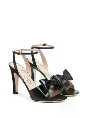 Valentino Garavani Bow Detail Leather Heeled Sandals - Black