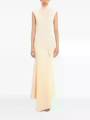 Victoria Beckham Knitted-panel Cap-sleeve Maxi Dress