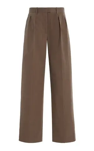 THE ROW Alfidis Pleated Cotton Straight-leg Pants