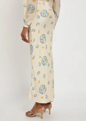 NEVER FULLY DRESSED Oyster Doris Satin Midi Skirt