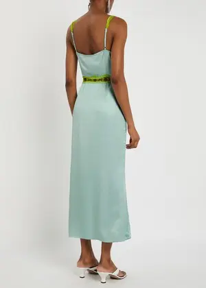 NEVER FULLY DRESSED Mimi Lace-trim Satin Midi Dress
