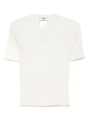 Fendi Silk-cotton Blend T-shirt - F08qq Off White