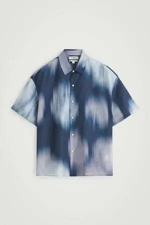 Cos Relaxed Short-sleeved Printed Resort Shirt - Blue