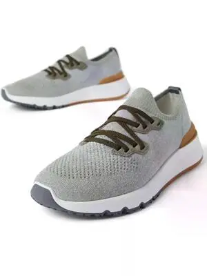 Brunello Cucinelli Logo-print Cotton-blend Sneakers