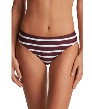 Ralph Lauren Stripe Hipster Bikini Bottoms - Claret