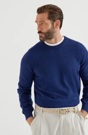Brunello Cucinelli Cashmere Crew-neck Sweater - Sapphire