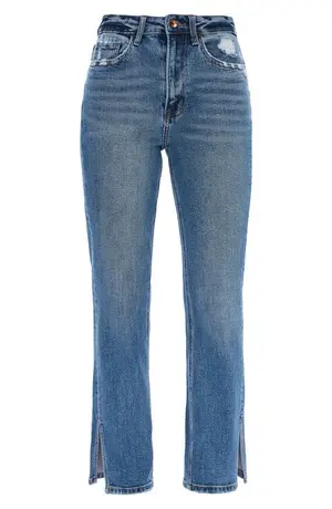 BAYEAS Split Hem Straight-leg Jeans