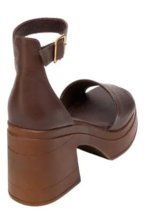 FOREVER & ALWAYS SHOES Margot Leather Platform Sandal - Dark Brown Leather
