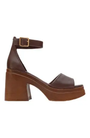 FOREVER & ALWAYS SHOES Margot Leather Platform Sandal - Dark Brown Leather