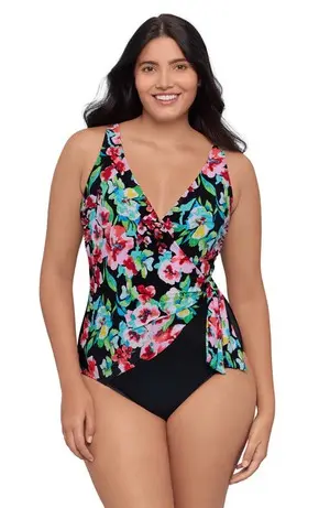 TRIMSHAPER Vera Side-tie One-piece Swimsuit - Blooming Beauty