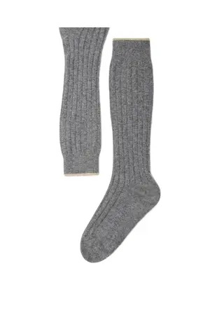Brunello Cucinelli Ribbed Cashmere Socks - Dark Grey