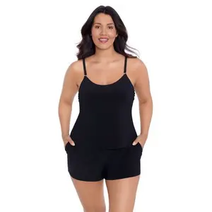 TRIMSHAPER Farrah Scoopneck Swim Romper Black