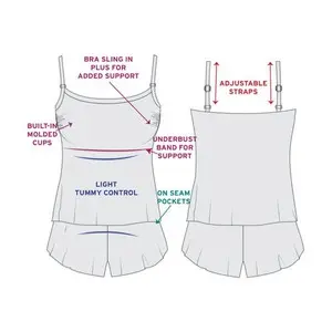 TRIMSHAPER Farrah Scoopneck Swim Romper With Pockets - Collage Patch