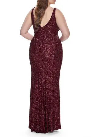 La Femme Sequin Prom Dress With Square Neckline