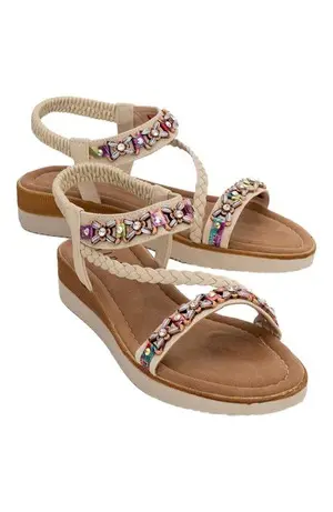 PROLOGUE SHOES Yuan Braided Strap Sandals - Beige Faux Leather