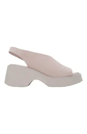 FOREVER & ALWAYS SHOES Roy Leather Wedge Sandal - Light Pink Leather
