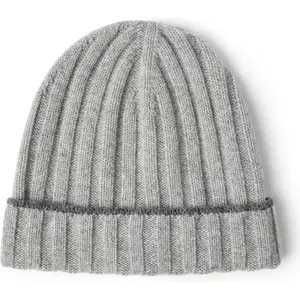 Brunello Cucinelli Cashmere Rib Knit Beanie - Light Grey