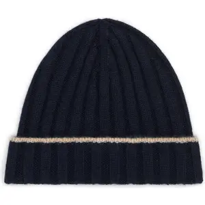 Brunello Cucinelli Cashmere Rib Knit Beanie - Navy Blue