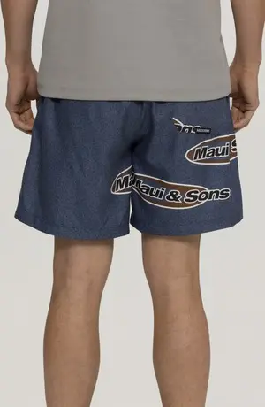 MAUI & SONS Flying Disc Microfiber Swim Trunks - Slate