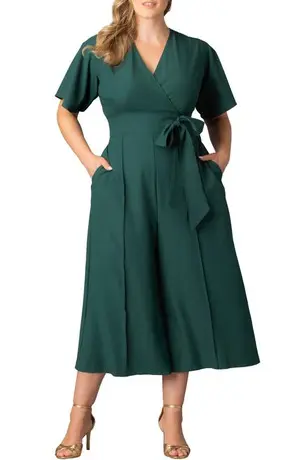 KIYONNA Evelyn Wide Leg Crop Jumpsuit - Hunter Green