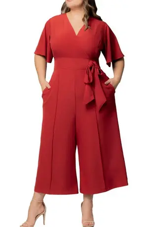 KIYONNA Evelyn Wide Leg Crop Jumpsuit - Paprika
