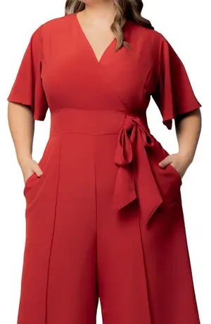 KIYONNA Evelyn Wide Leg Crop Jumpsuit - Paprika